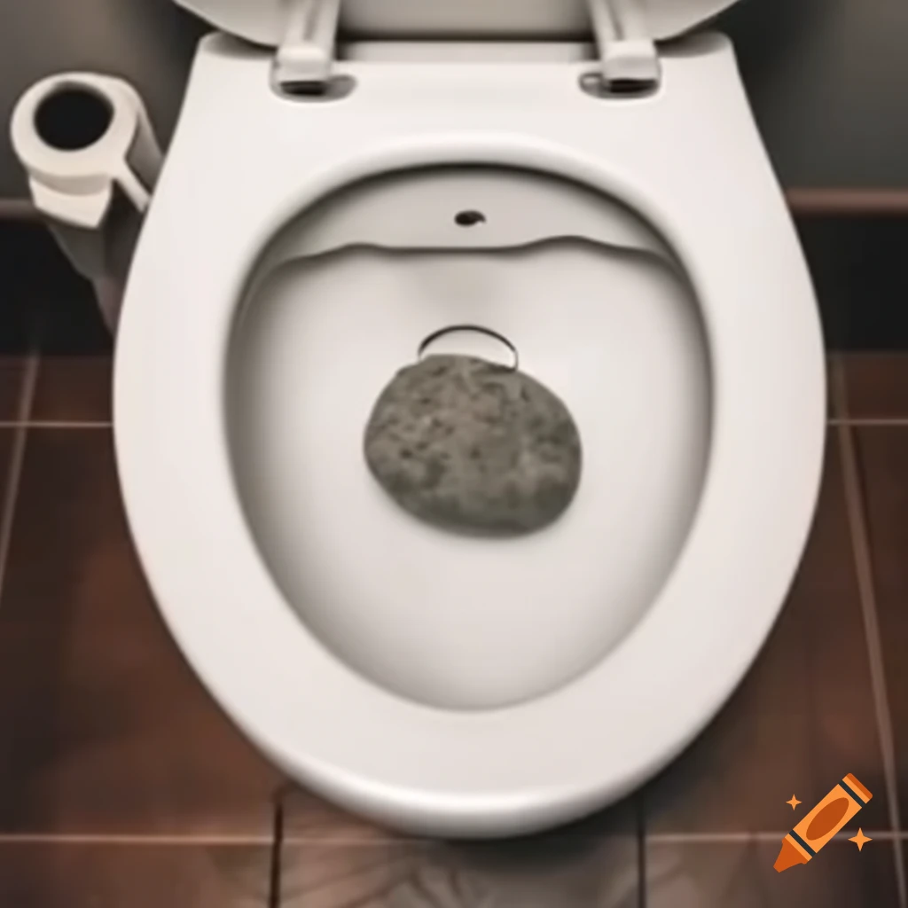 Granite stone placed in toilet bowl on Craiyon