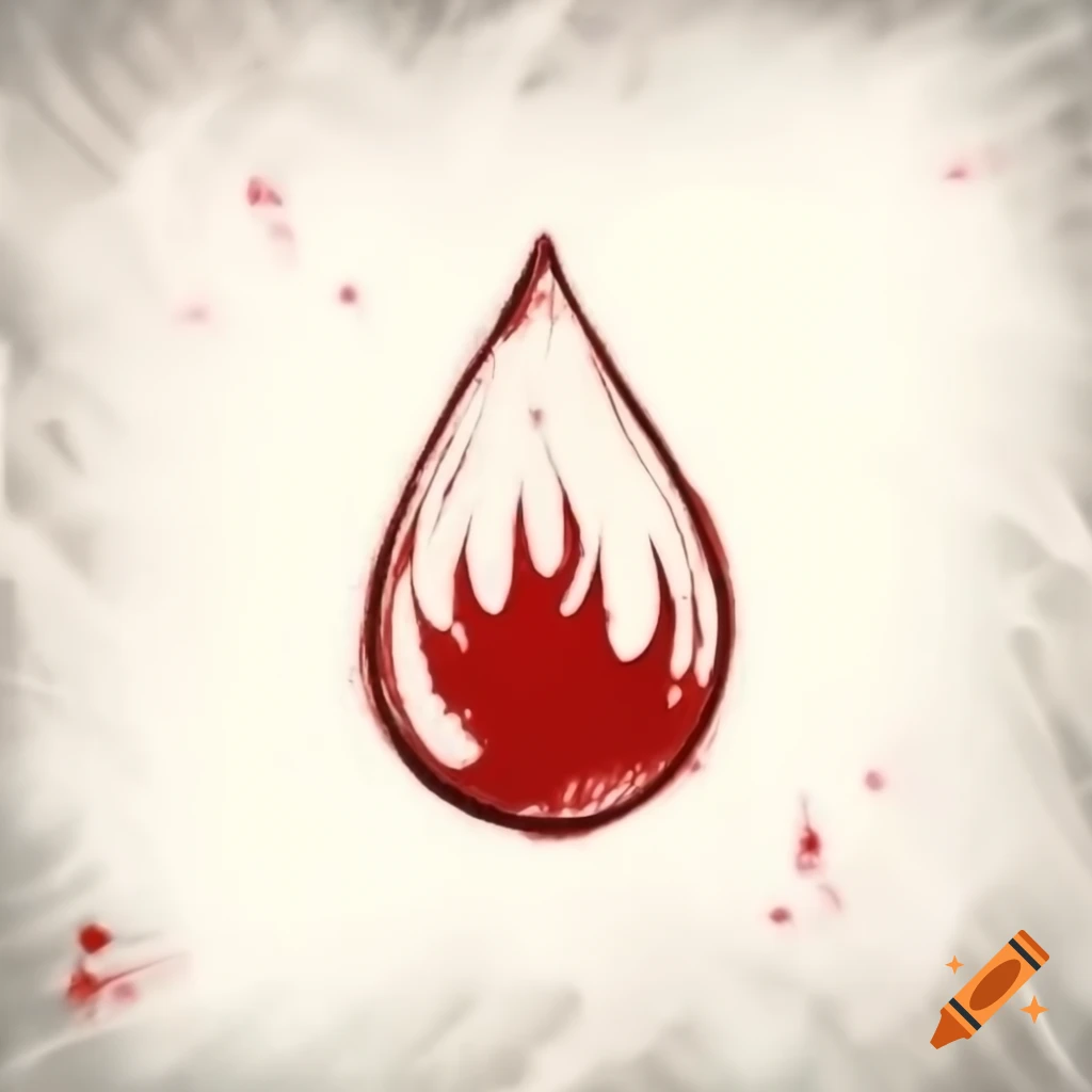 Album cover featuring drop of blood on white background with fire ...