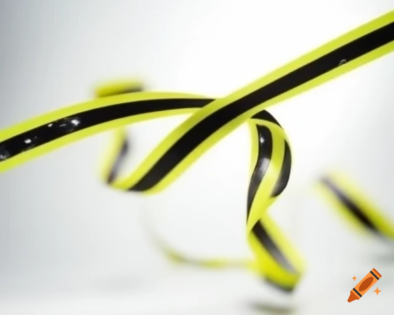 Safety ribbon with black and yellow stripes on white background with ...