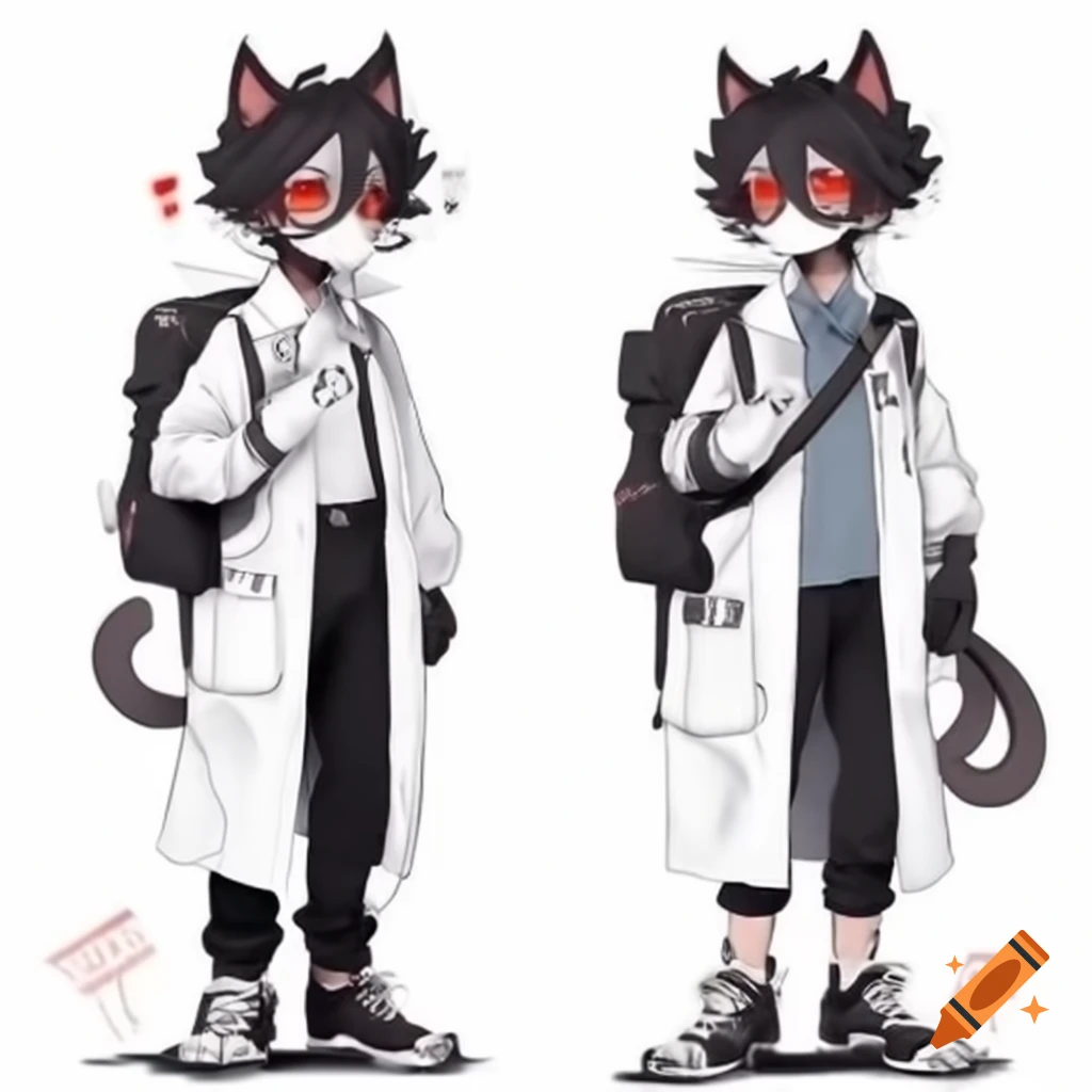 Sketch of a person in white polo shirt, black denim shorts, black ...