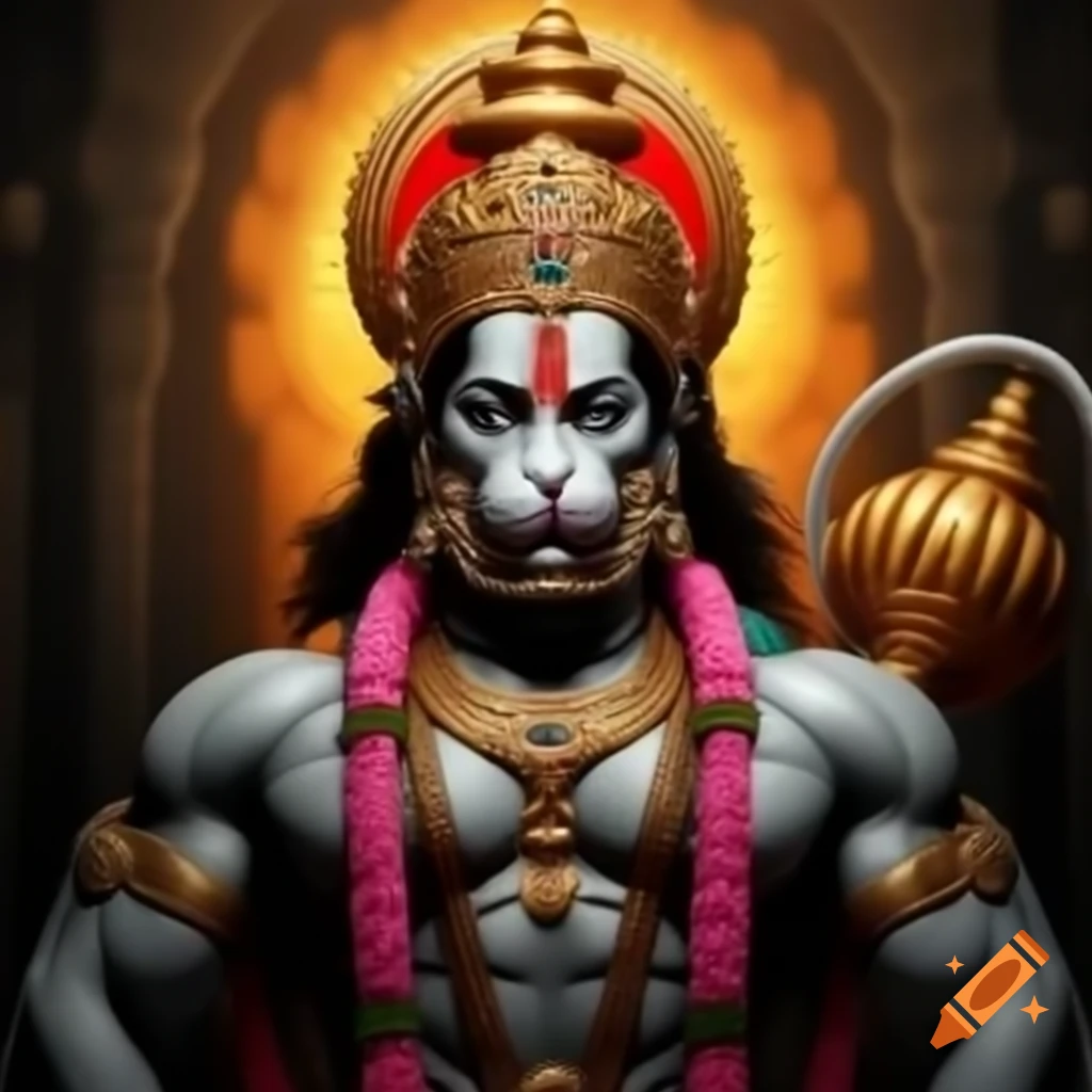 Artistic representation of Hanuman, a prominent figure in Hindu ...