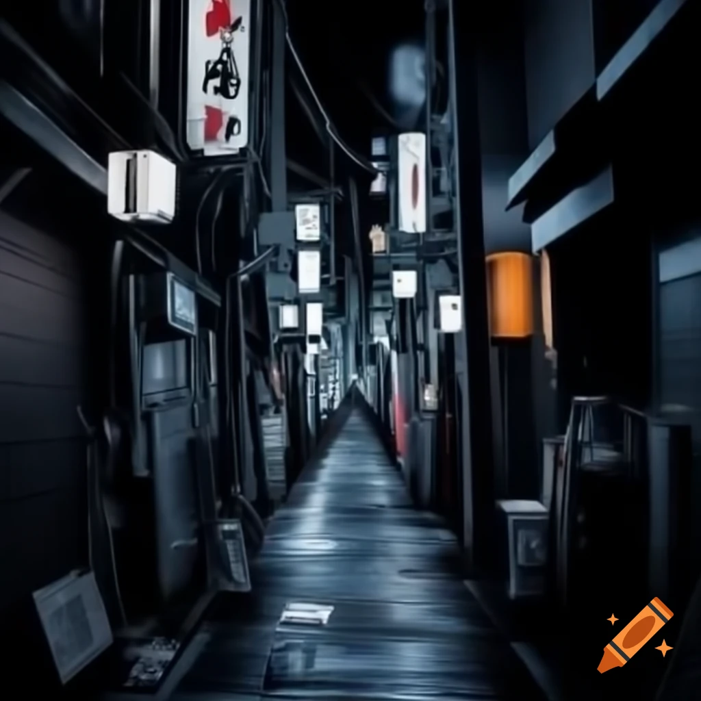 Gritty tokyo alleyway illuminated by led lights on Craiyon