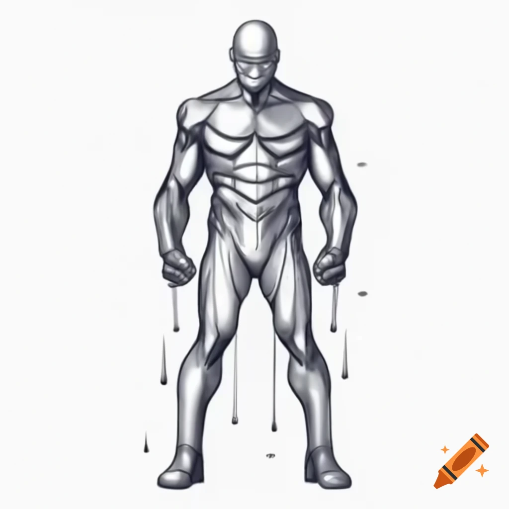 Sketch of dr. k. alium, a potassium-based villain in a metallic suit on ...