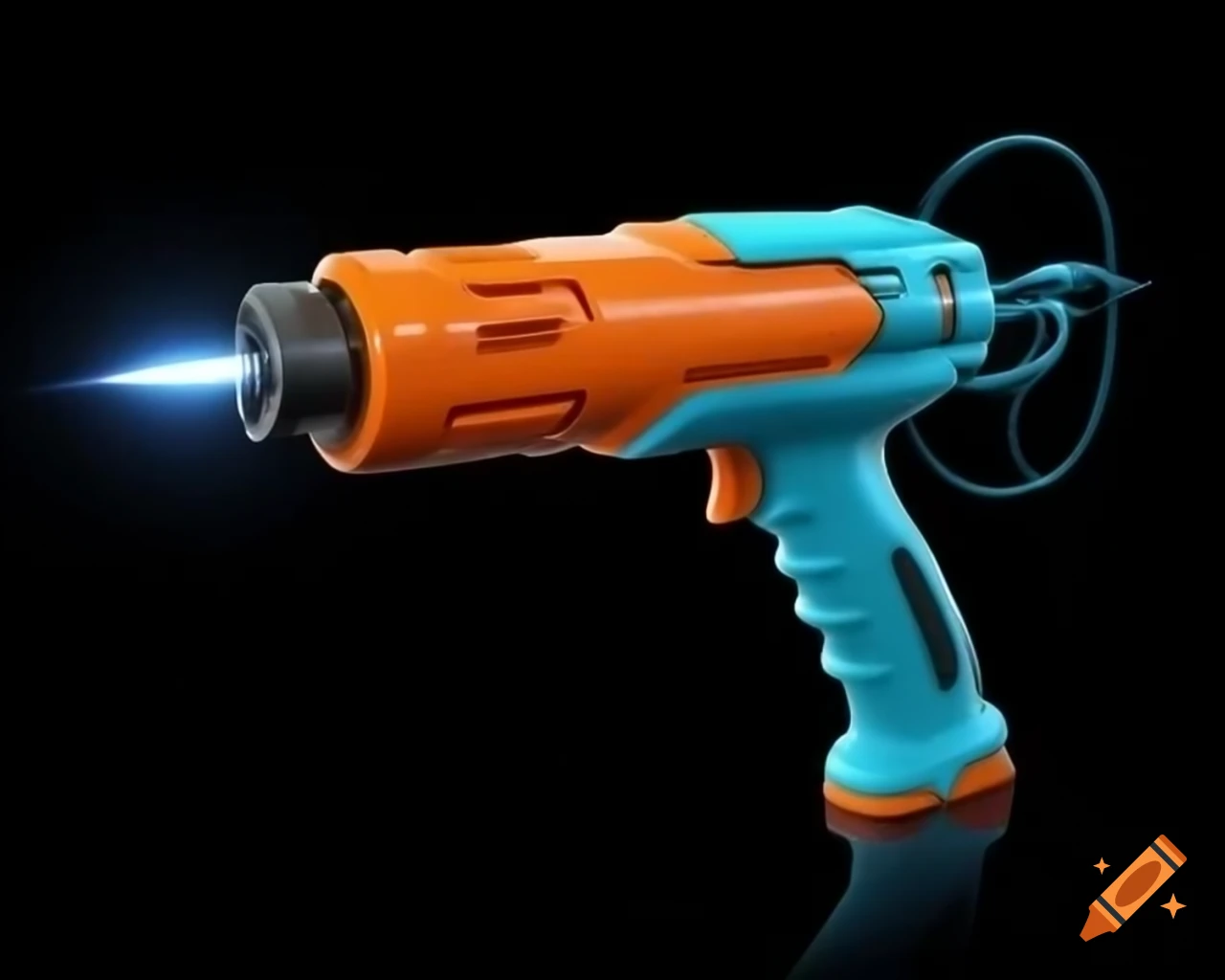 Futuristic handheld tool with orange and cyan accents and extended ...