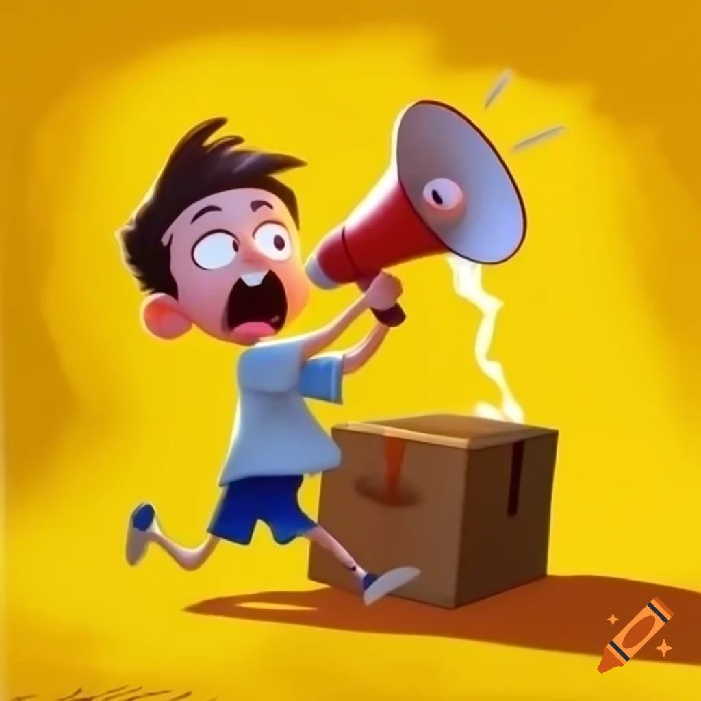 Man shouting into a megaphone on Craiyon