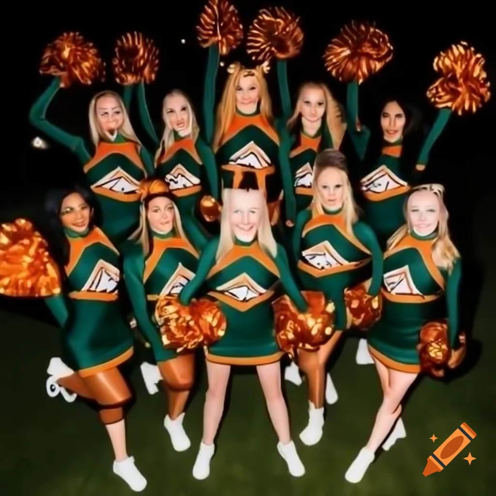 Halloween party flyer featuring cheerleaders named Harpies in green ...