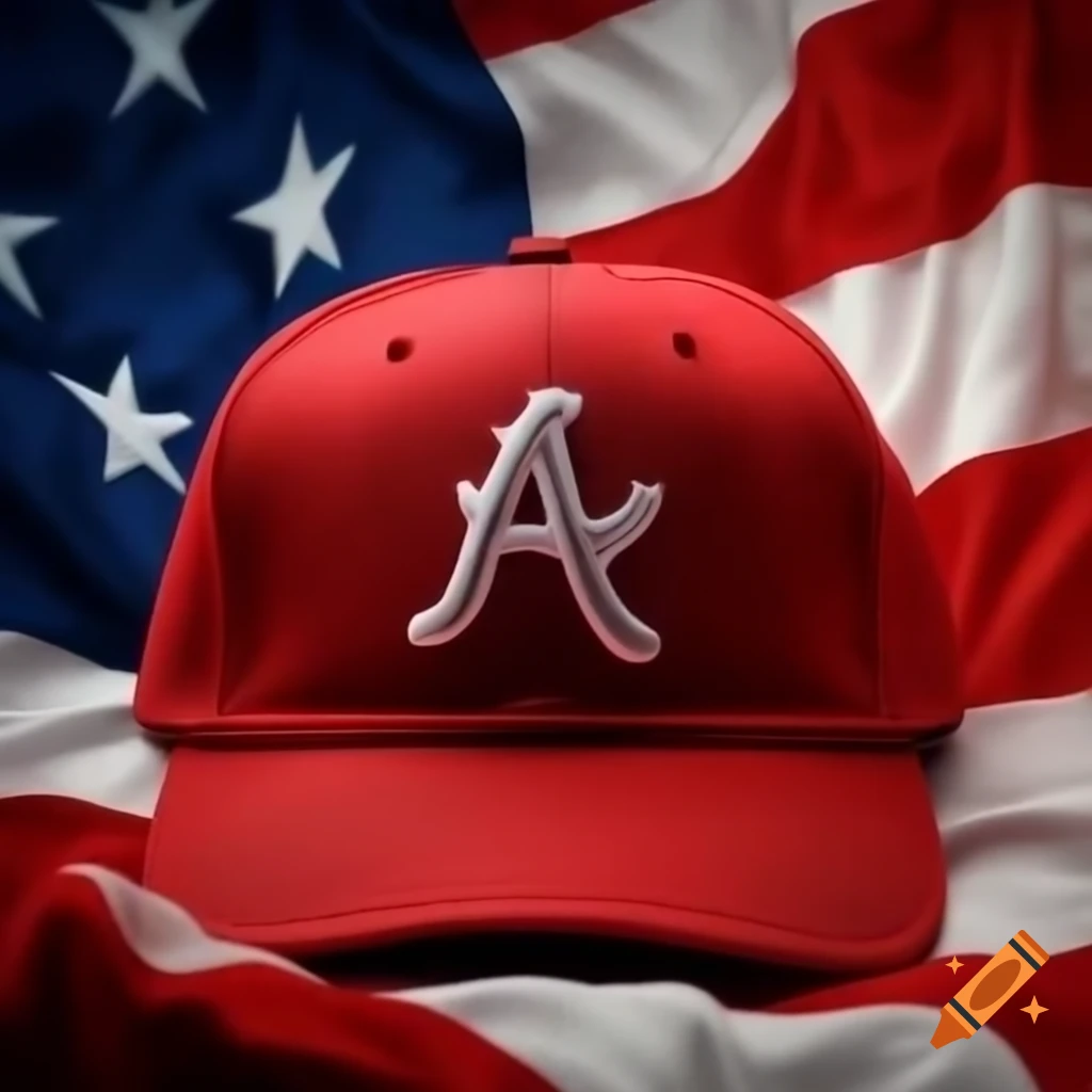 Photorealistic classic red baseball cap with embroidered slogan 'Make ...