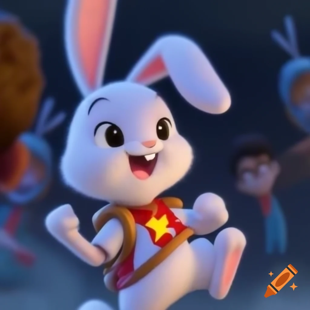 Colorful superhero bunny character for children on Craiyon