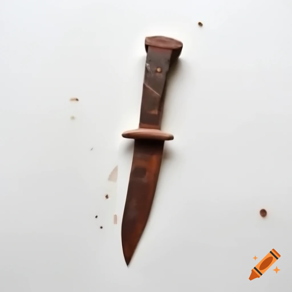 Handmade rusty metal knife on white background on Craiyon