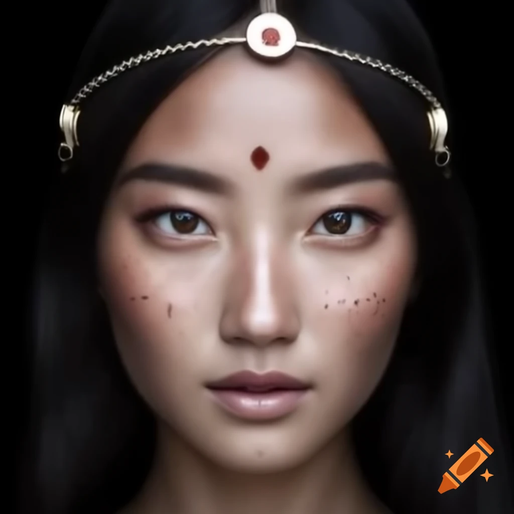 Hyper-realistic black and white portrait of nepalese princess with ...