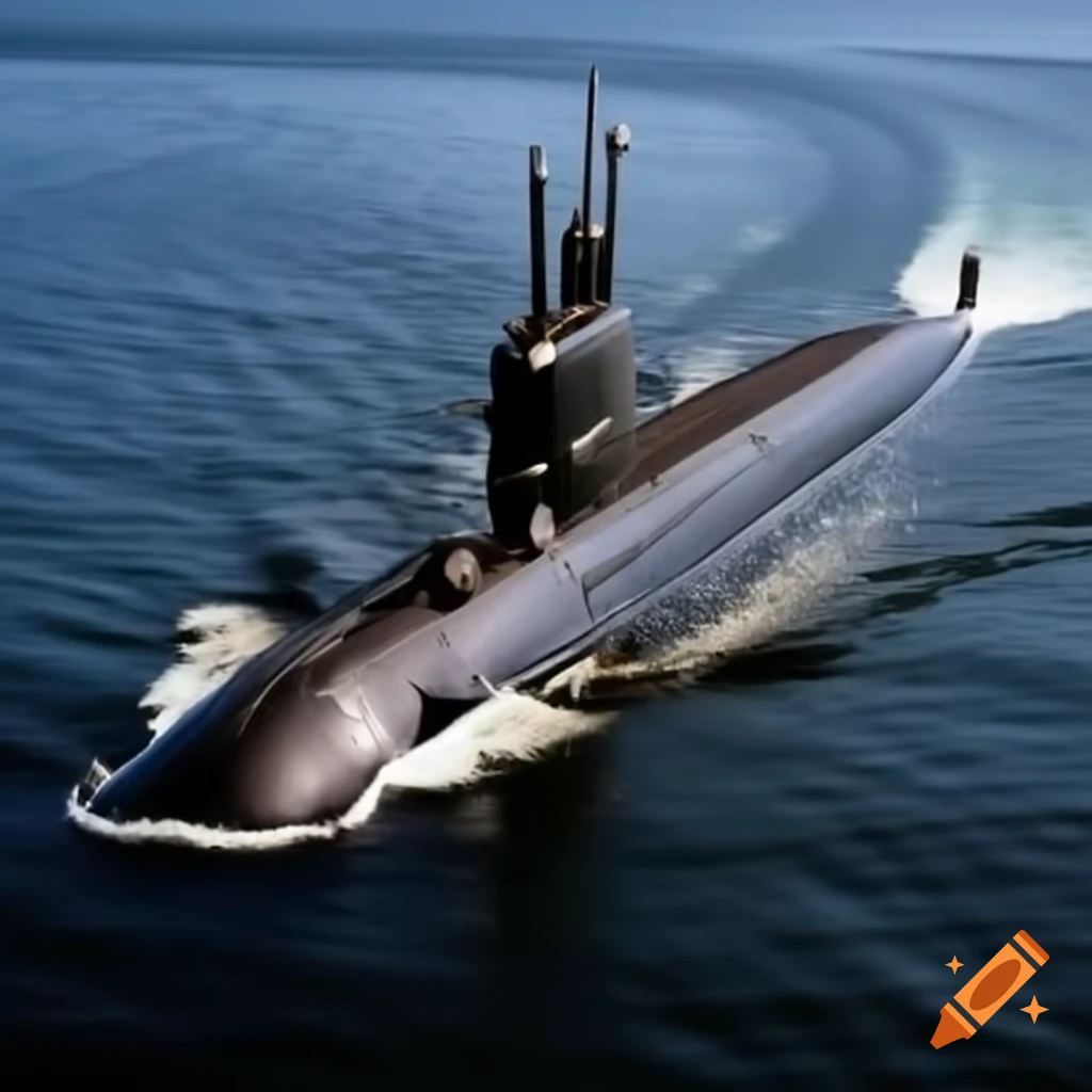 Submarine breaching icy surface of Ganymede canal with Jupiter in the background on Craiyon