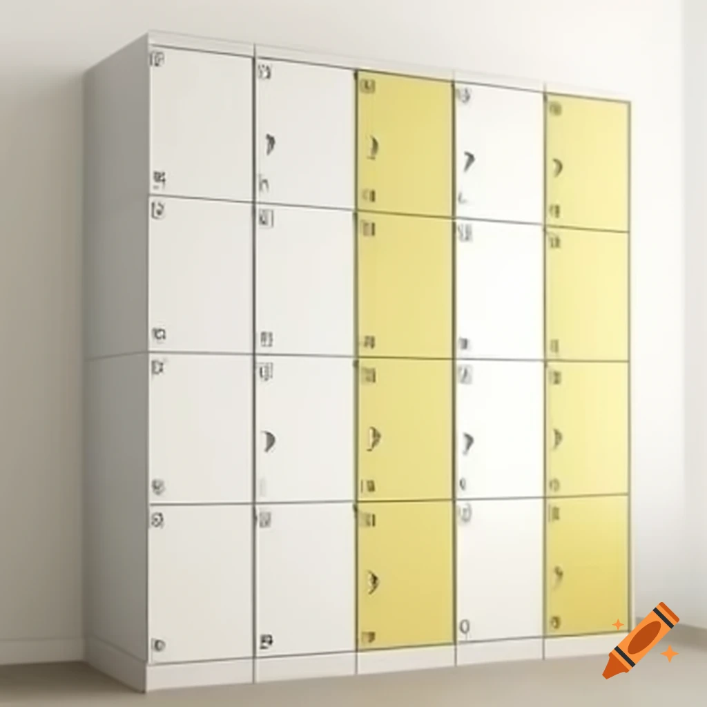 Changing room locker with stacked mdf doors on Craiyon