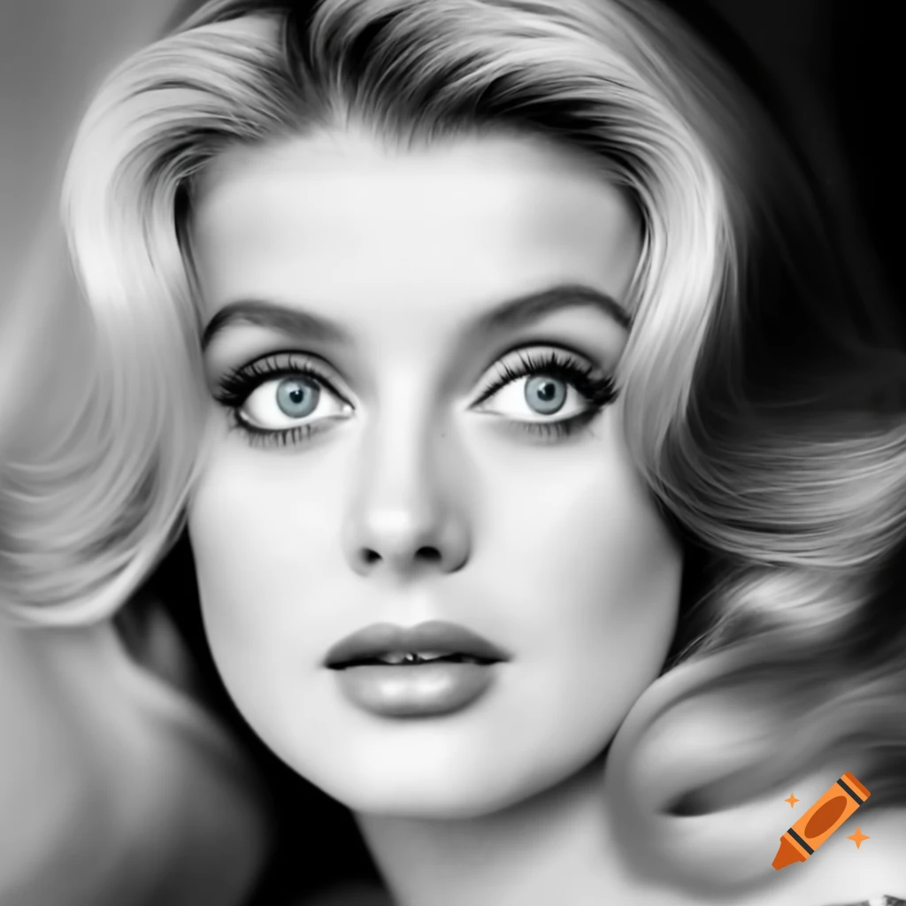 Hyper-realistic black and white portrait of a beautiful European ...