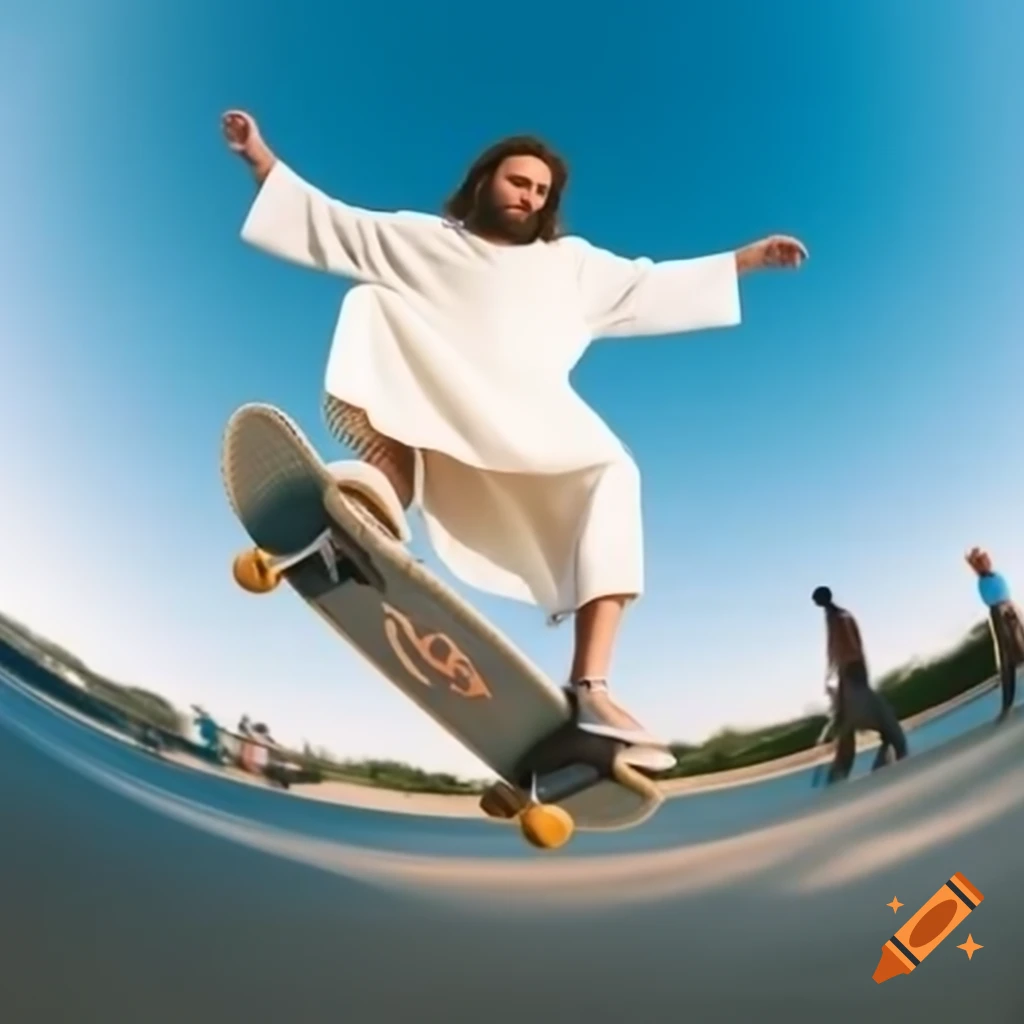 Jesus riding mountain bike with dog on Craiyon