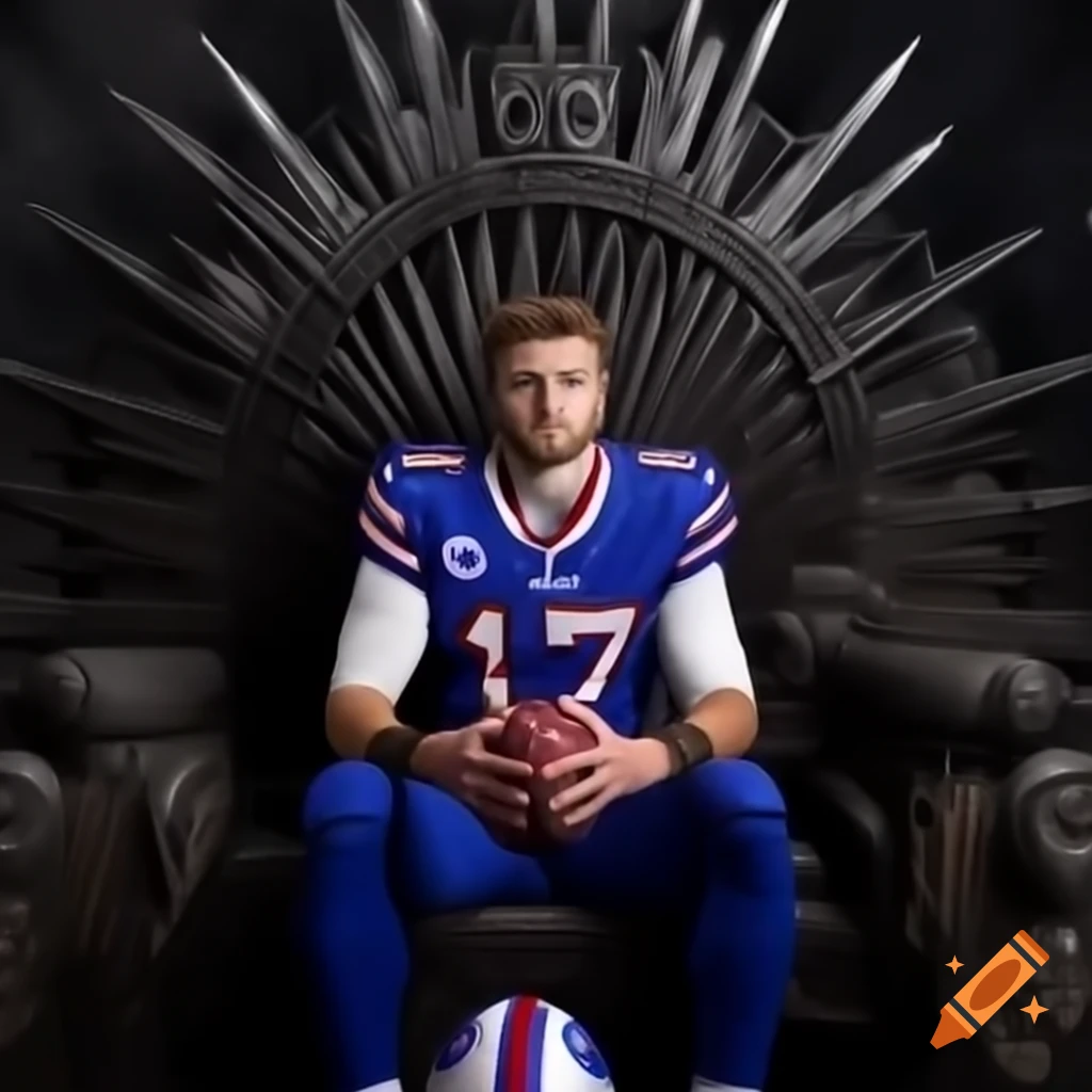 NFL player Josh Allen in Bills uniform sitting on Game of Thrones ...