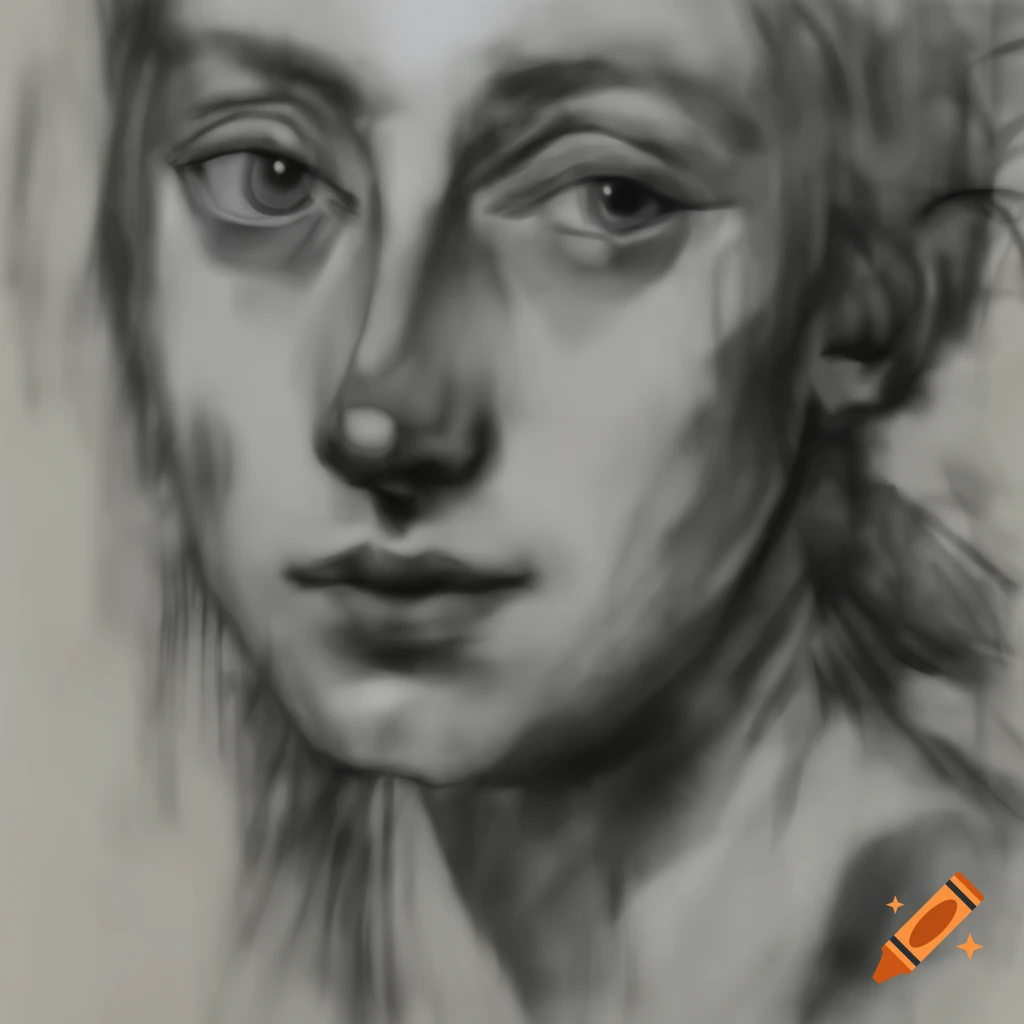 17th century style abstract expressionistic black and white drawing ...