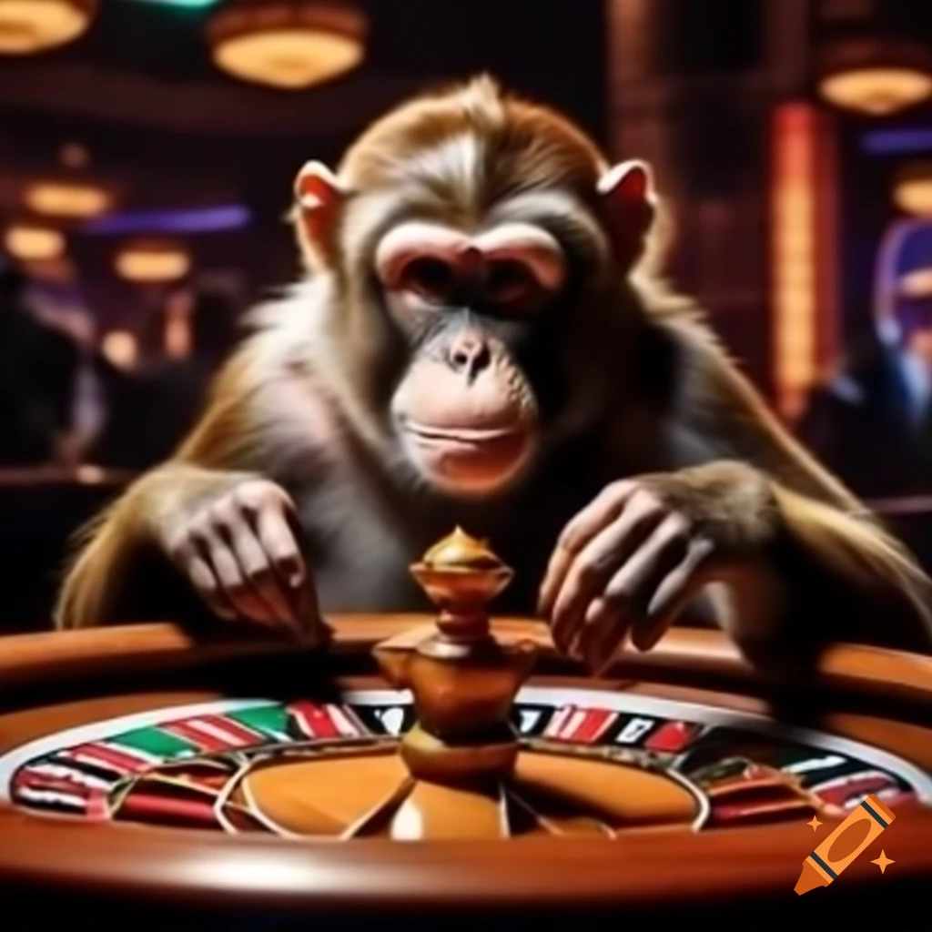 Monkey engaging with a roulette table on Craiyon
