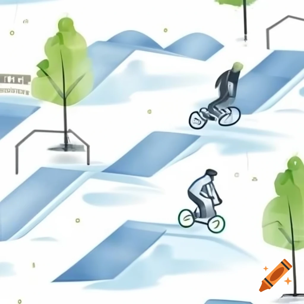 BMX cafe poster featuring bikes on ramps with labels on Craiyon