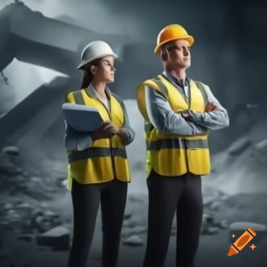 Mixed-gender mining team working together to achieve goals on Craiyon