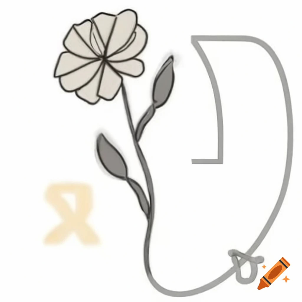 Stylized illustration of a curved Tajitu flower stem with greyish-white ...