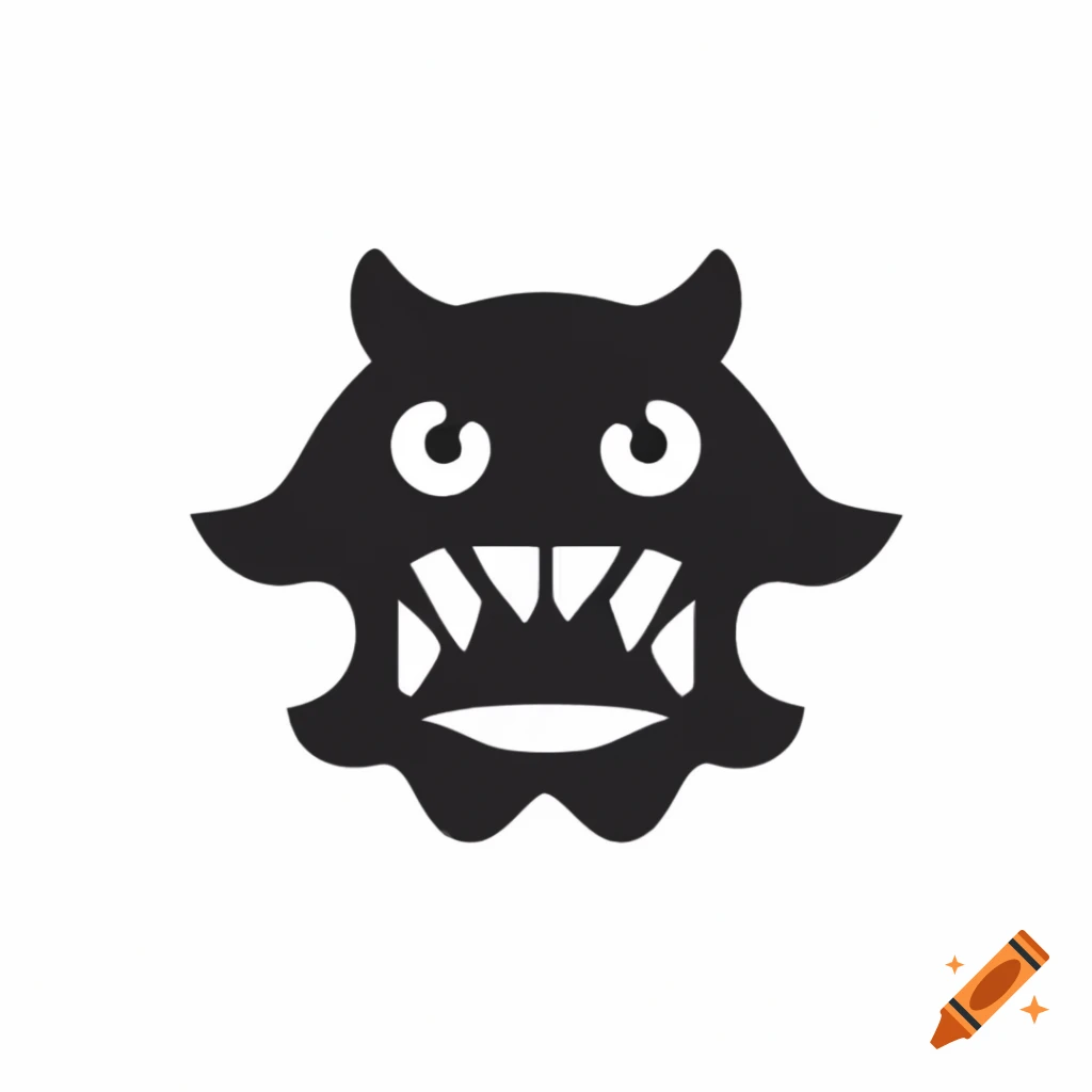 High quality minimalist black and white monster icon for board game on ...