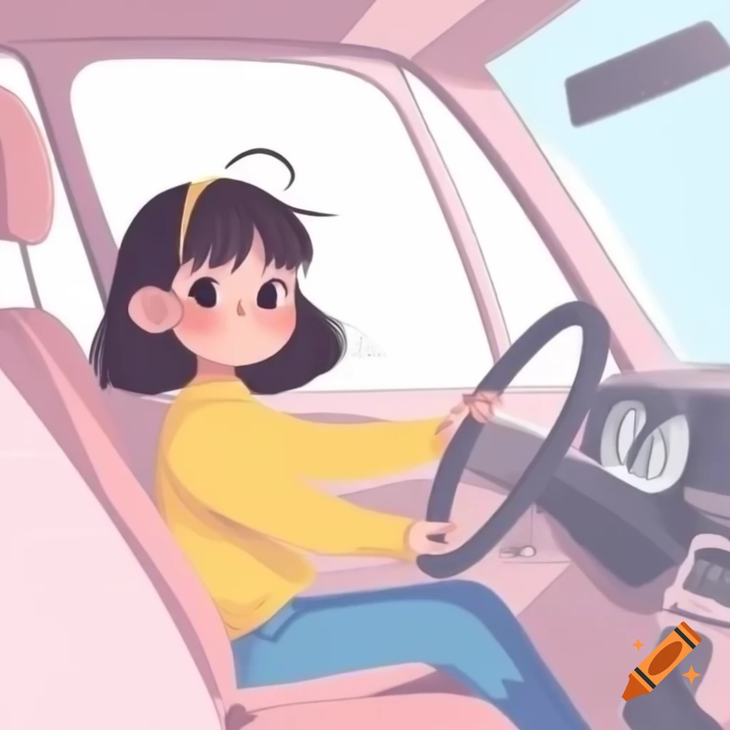 Cute girl dining alone in a restaurant, simple drawing style on Craiyon