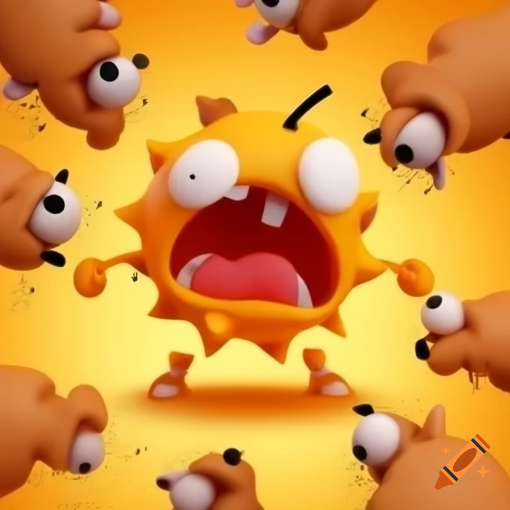 Cartoon characters designed as enemies in a vibrant style on Craiyon