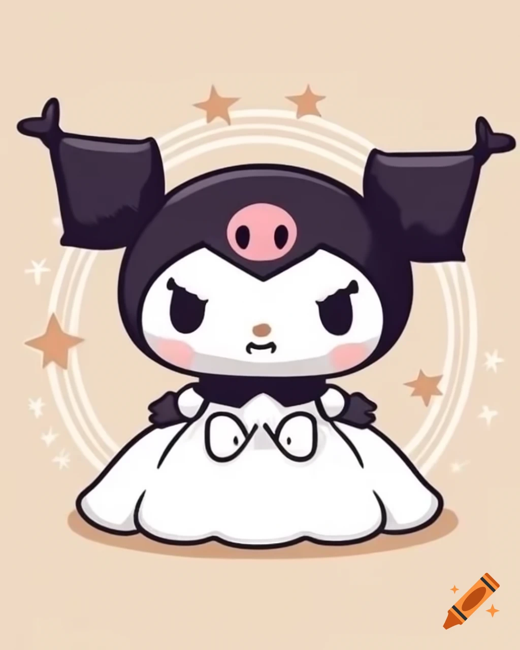 Kuromi wearing a wedding dress on Craiyon