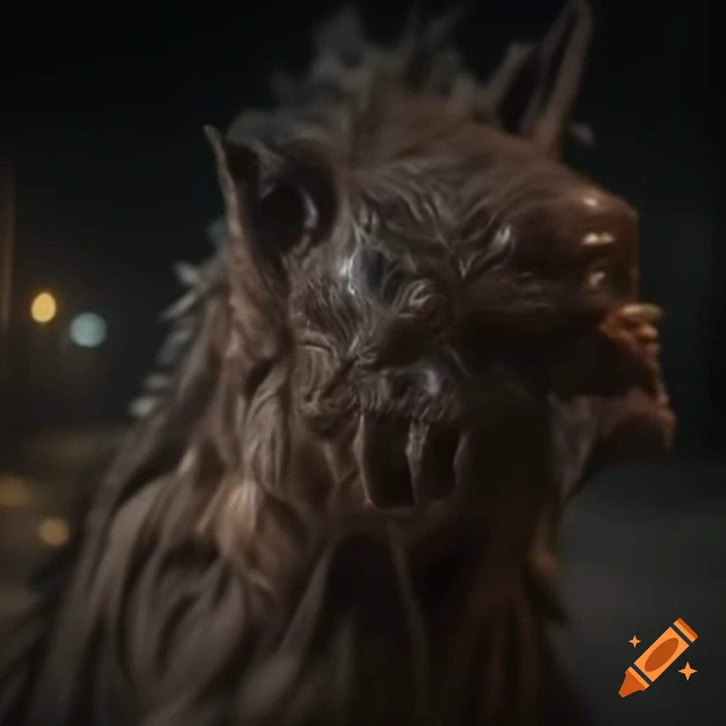 Bizarre non-human creature made of chocolate cream at post-apocalyptic ...