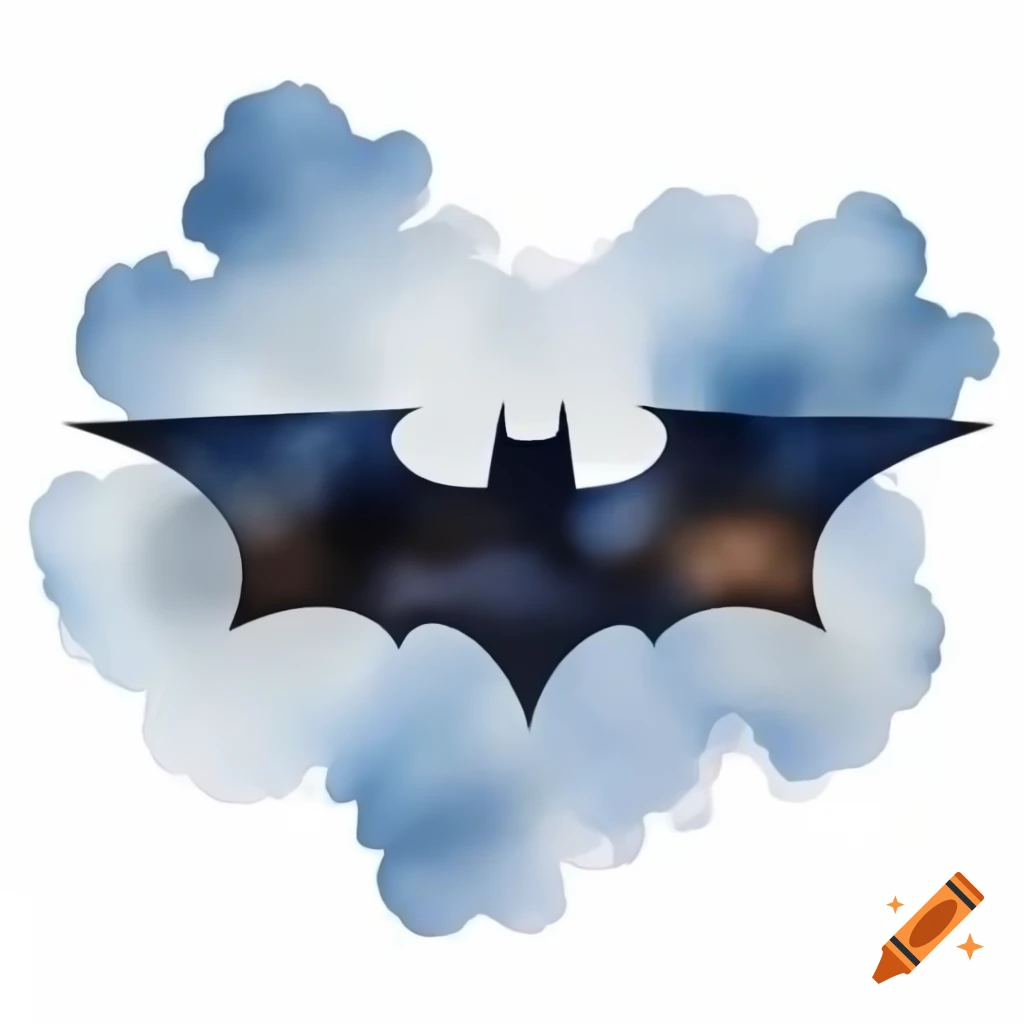 Batman logo sketch breaking through clouds on Craiyon