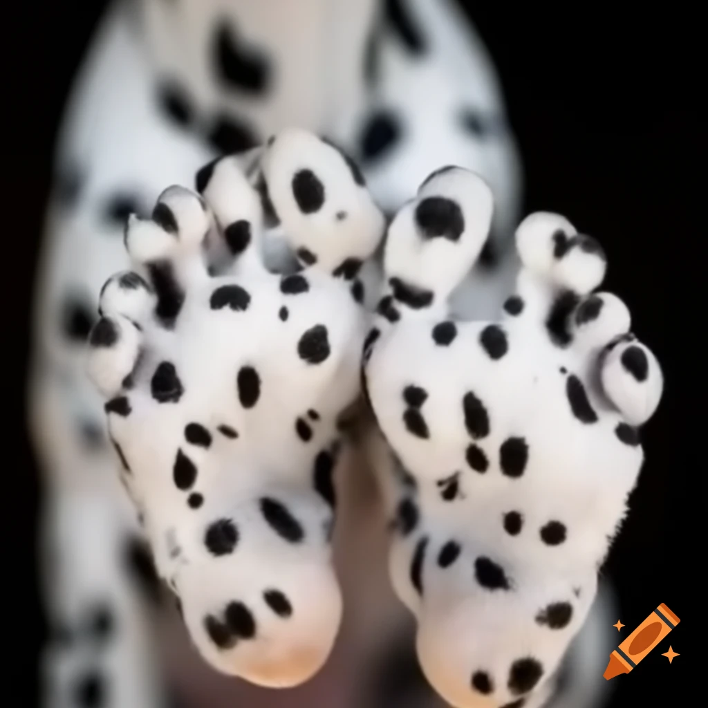 Close-up of brown spotted dog feet from chase in paw patrol on Craiyon