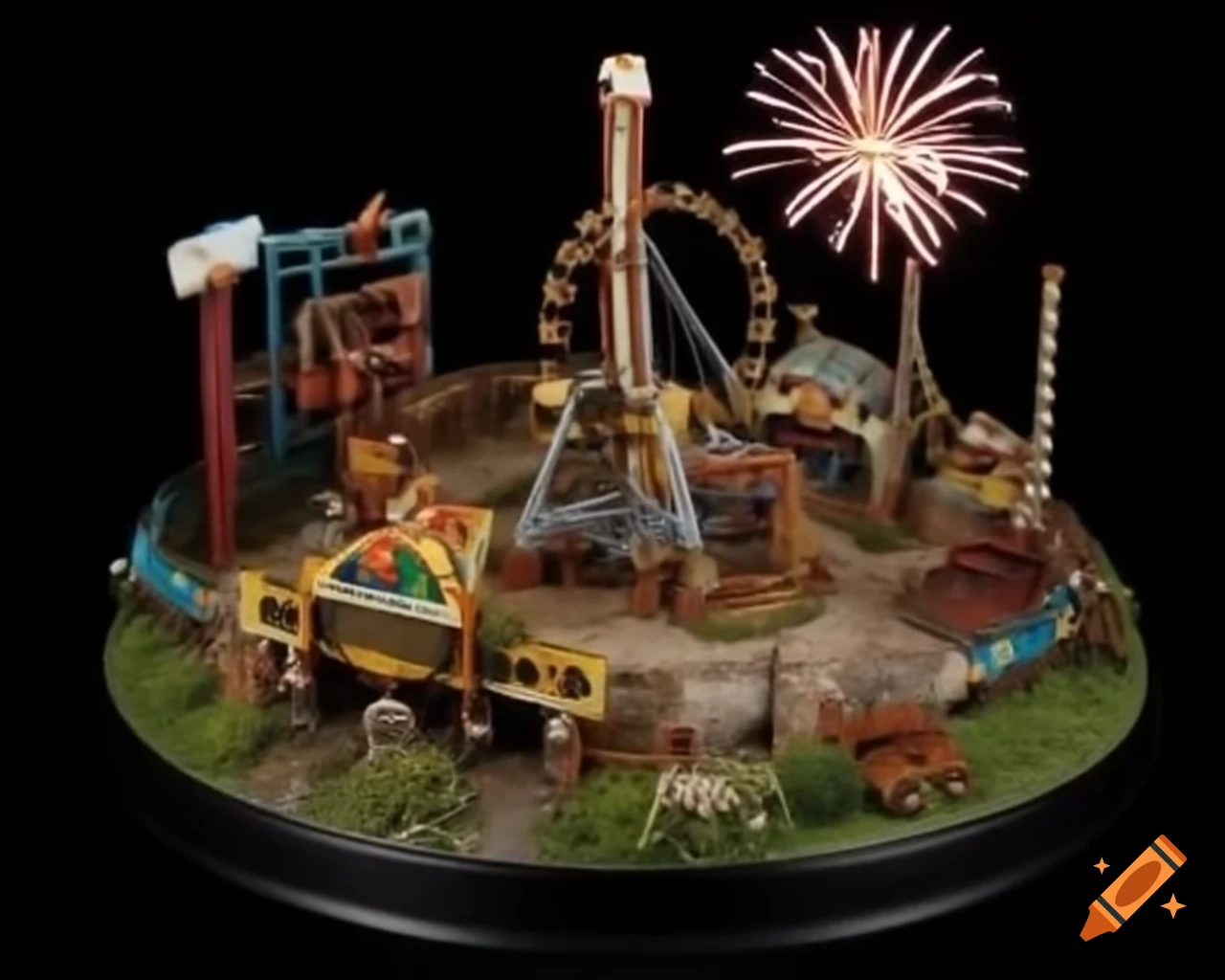 Phantasmagoric carnival with shifting attractions in surreal abstract ...