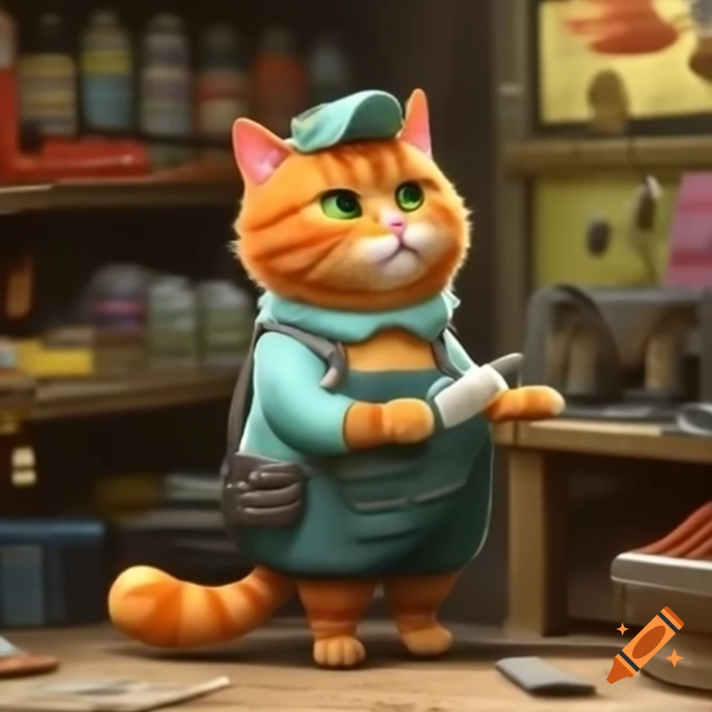 3D cat dressed in clothing on Craiyon