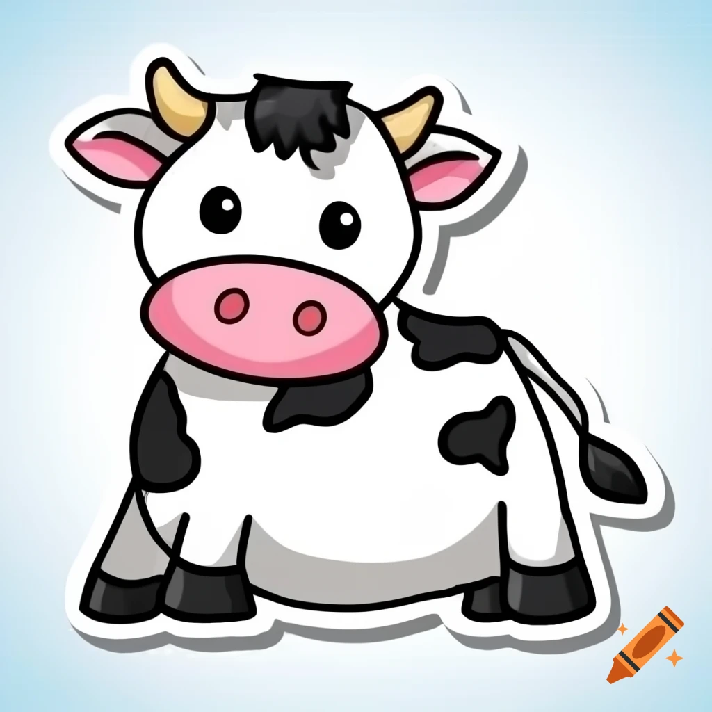 Cute cow sticker design featuring playful and colorful elements on Craiyon