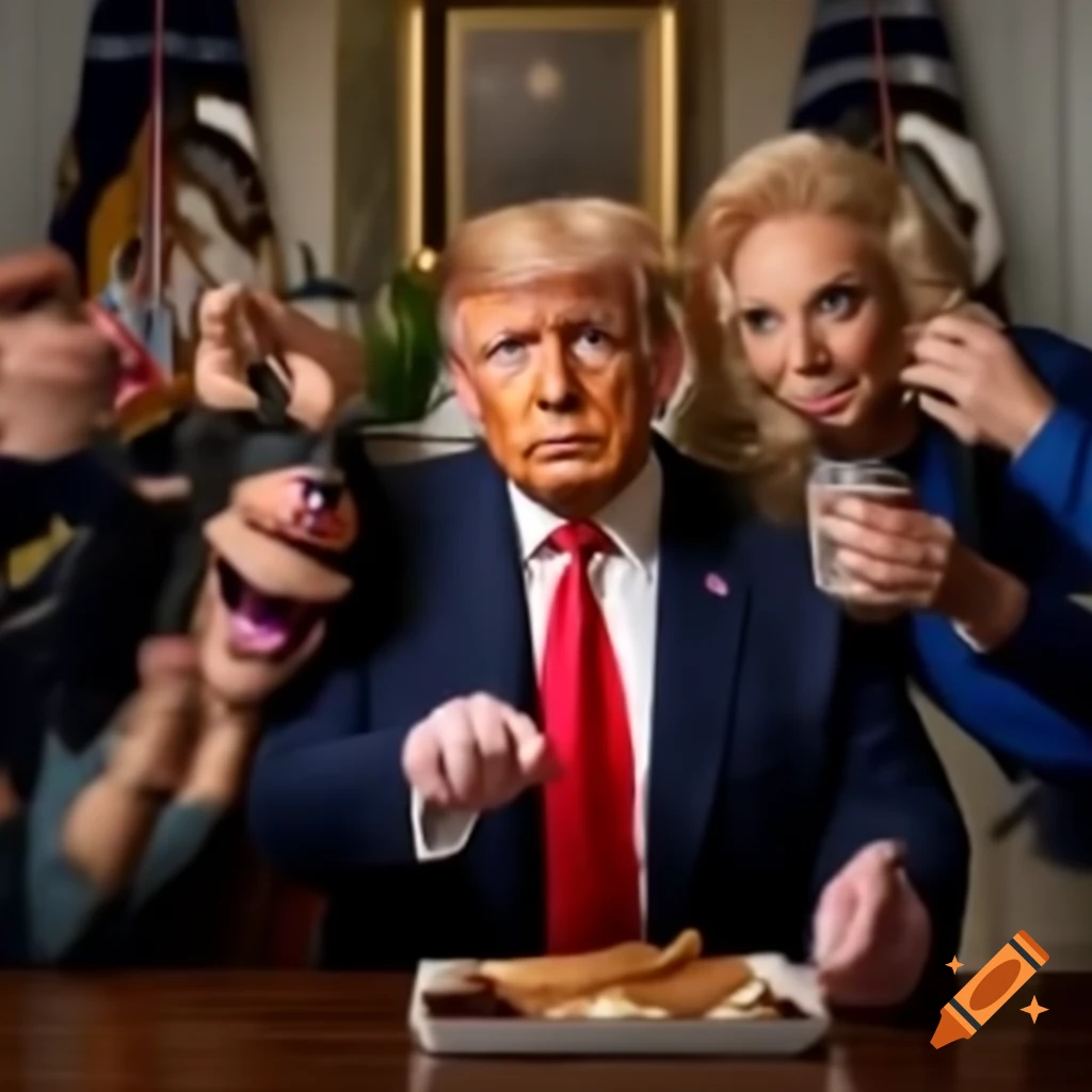 Satirical depiction of Donald Trump as Harvey Weinstein using a walker ...