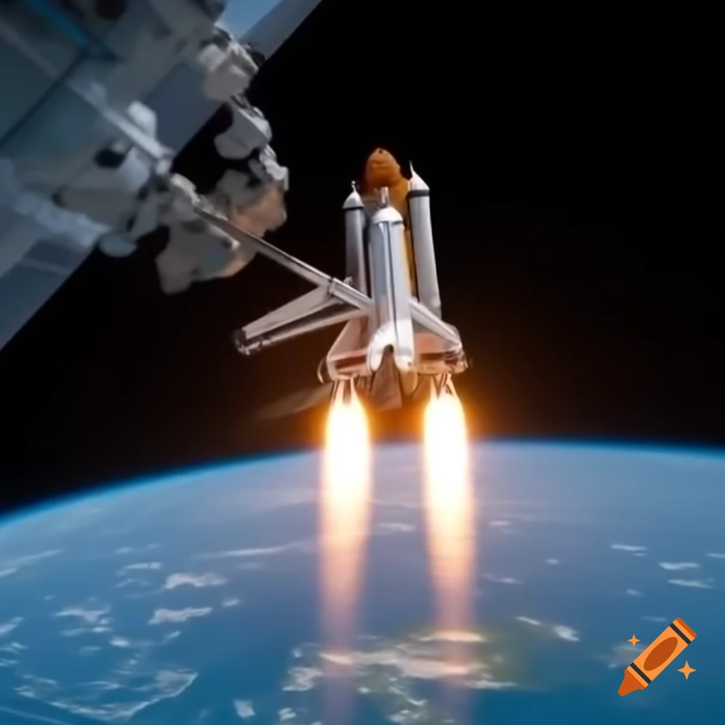 Space shuttle re-entering earth's atmosphere on Craiyon