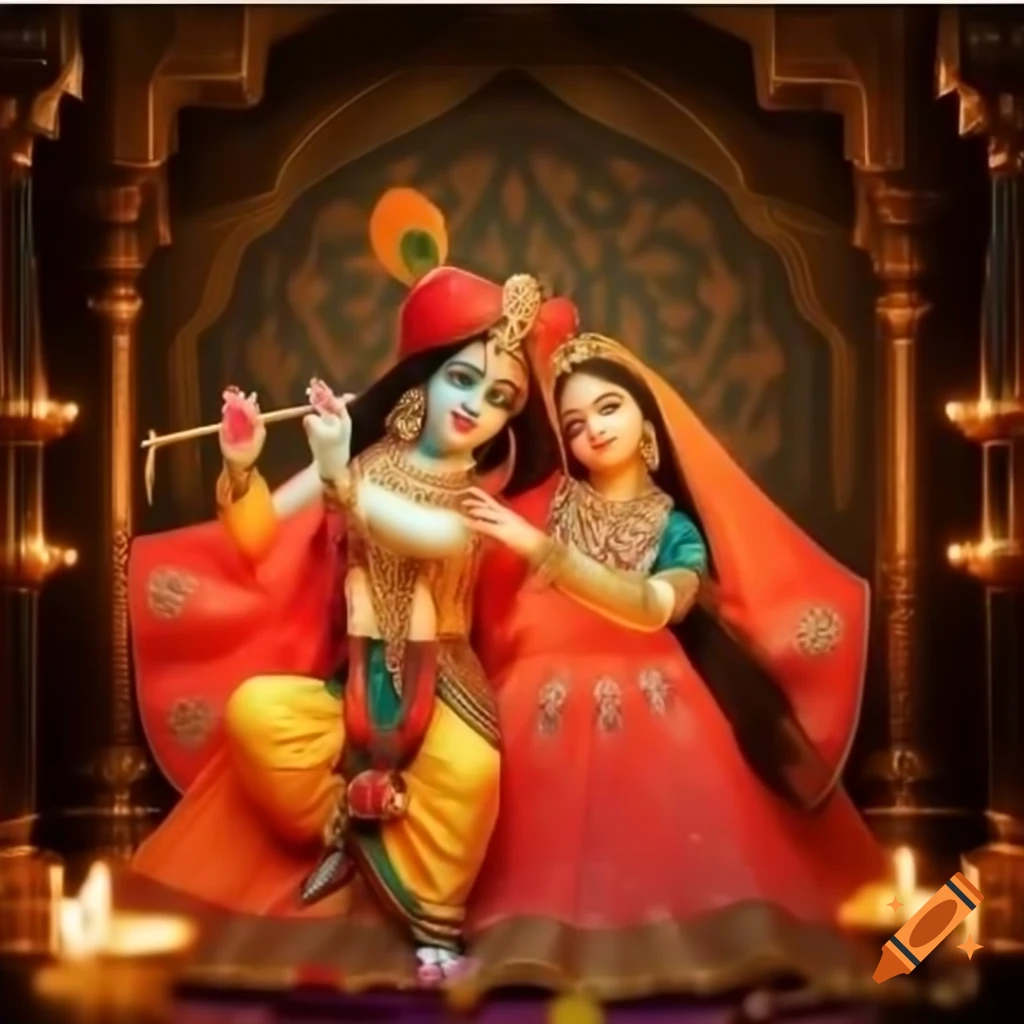 Spiritual-themed imagery with slogan and Sri mati Radha Rani logo on ...