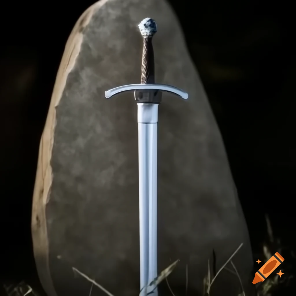 Sword embedded in stone, a symbol of legend on Craiyon