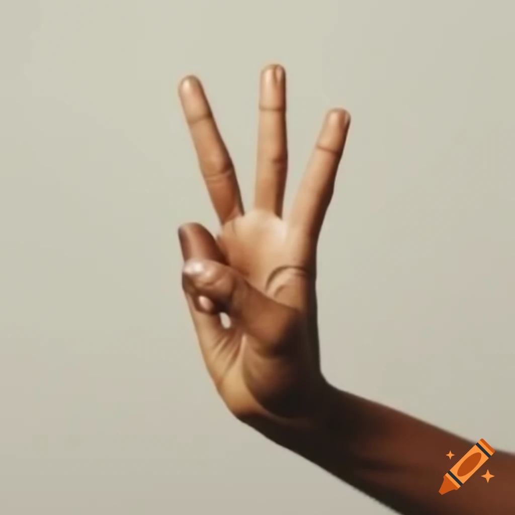 Detailed depiction of a hand with three fingers on Craiyon