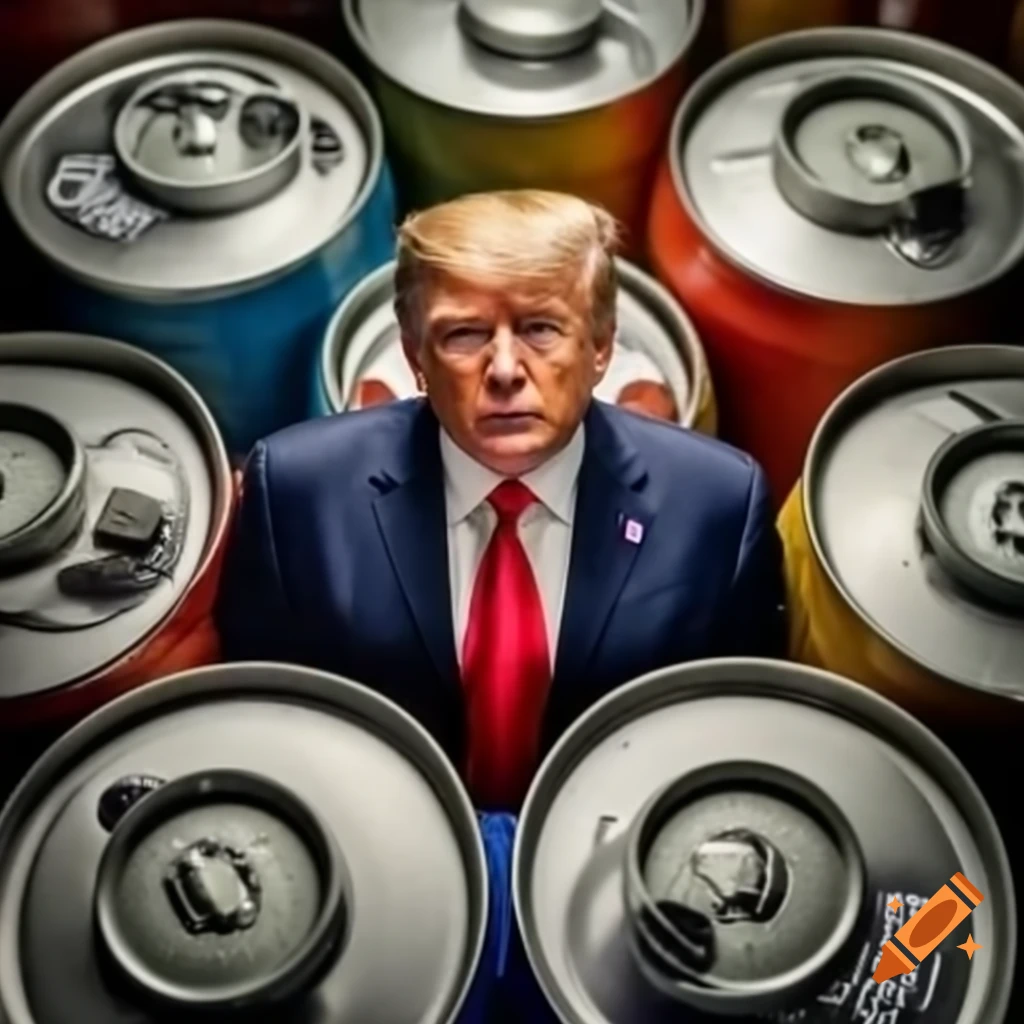 Cans of dog food featuring donald trump's face in an advertising scene ...