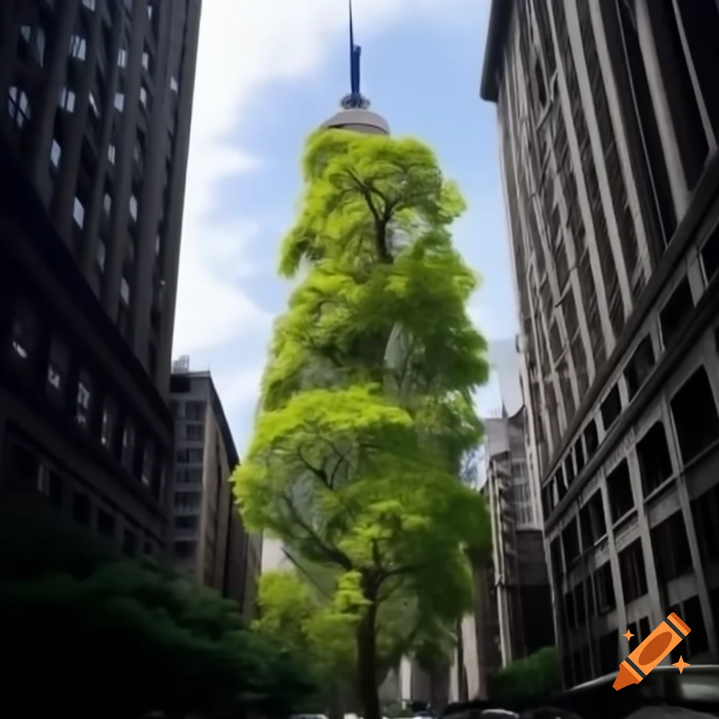 Tall skinny tree adjacent to the empire state building on Craiyon