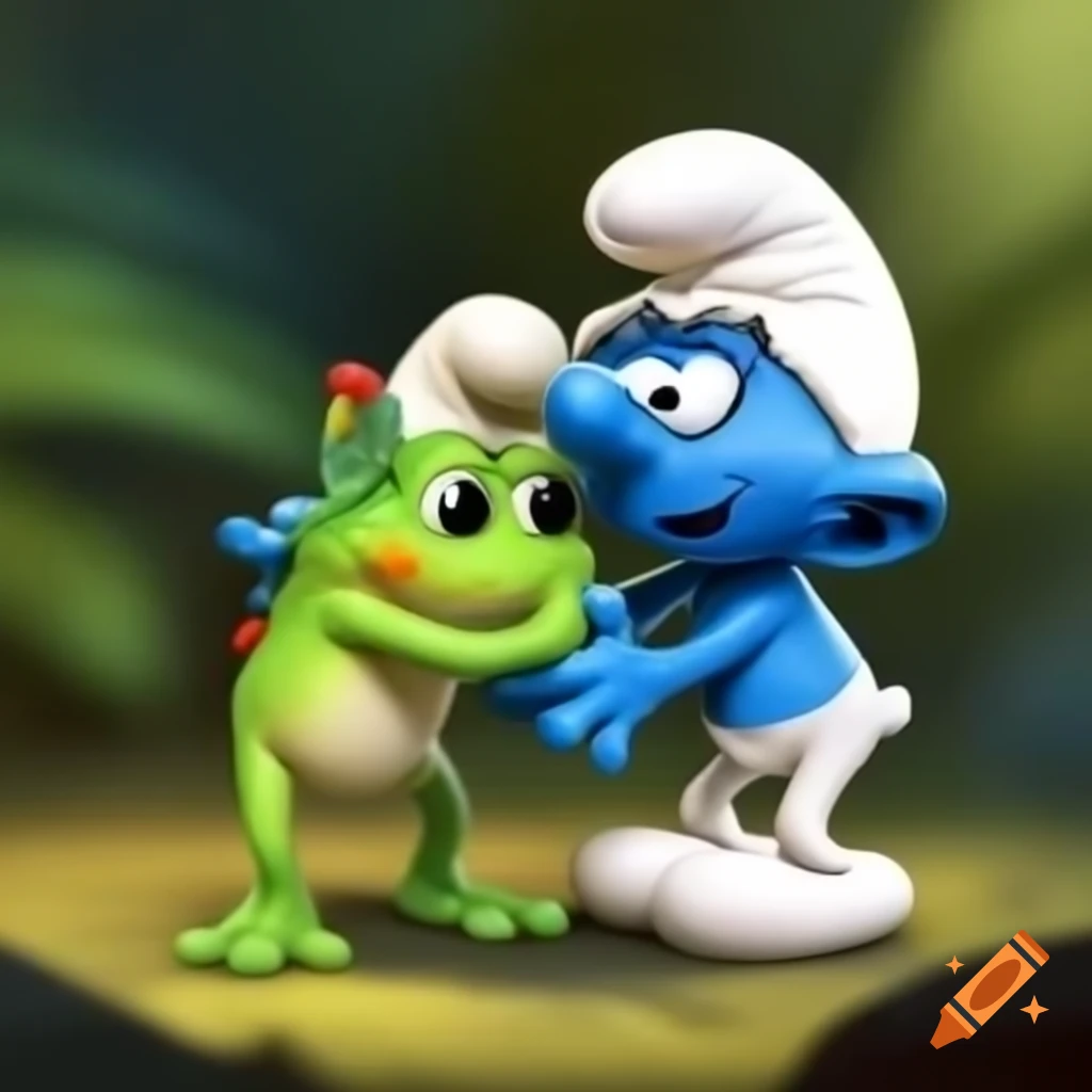 Female smurf in a daisy field on Craiyon