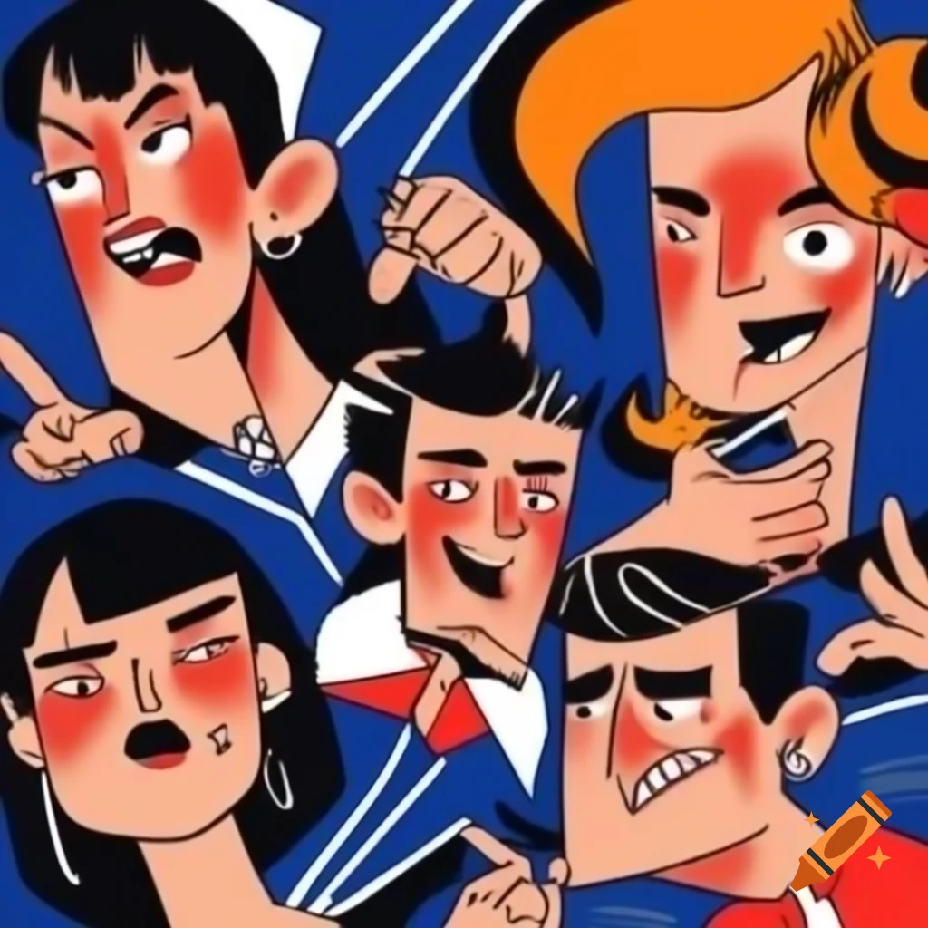 Dynamic comic art featuring bold lines and exaggerated expressions on ...