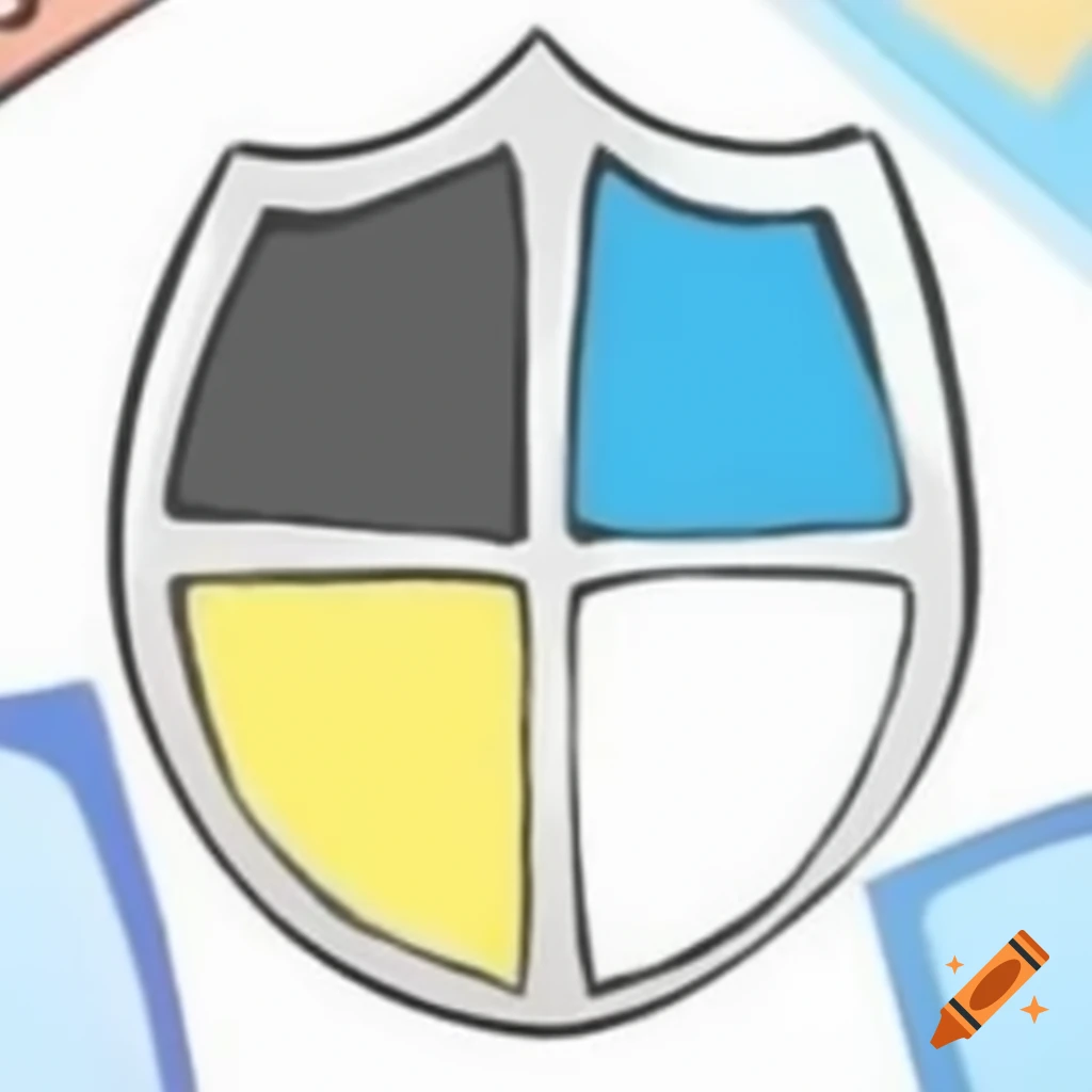 Colorful shield divided into four sections, each with a different color ...