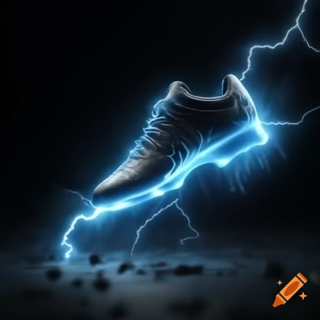 Creative design of a lightning-themed shoe on Craiyon