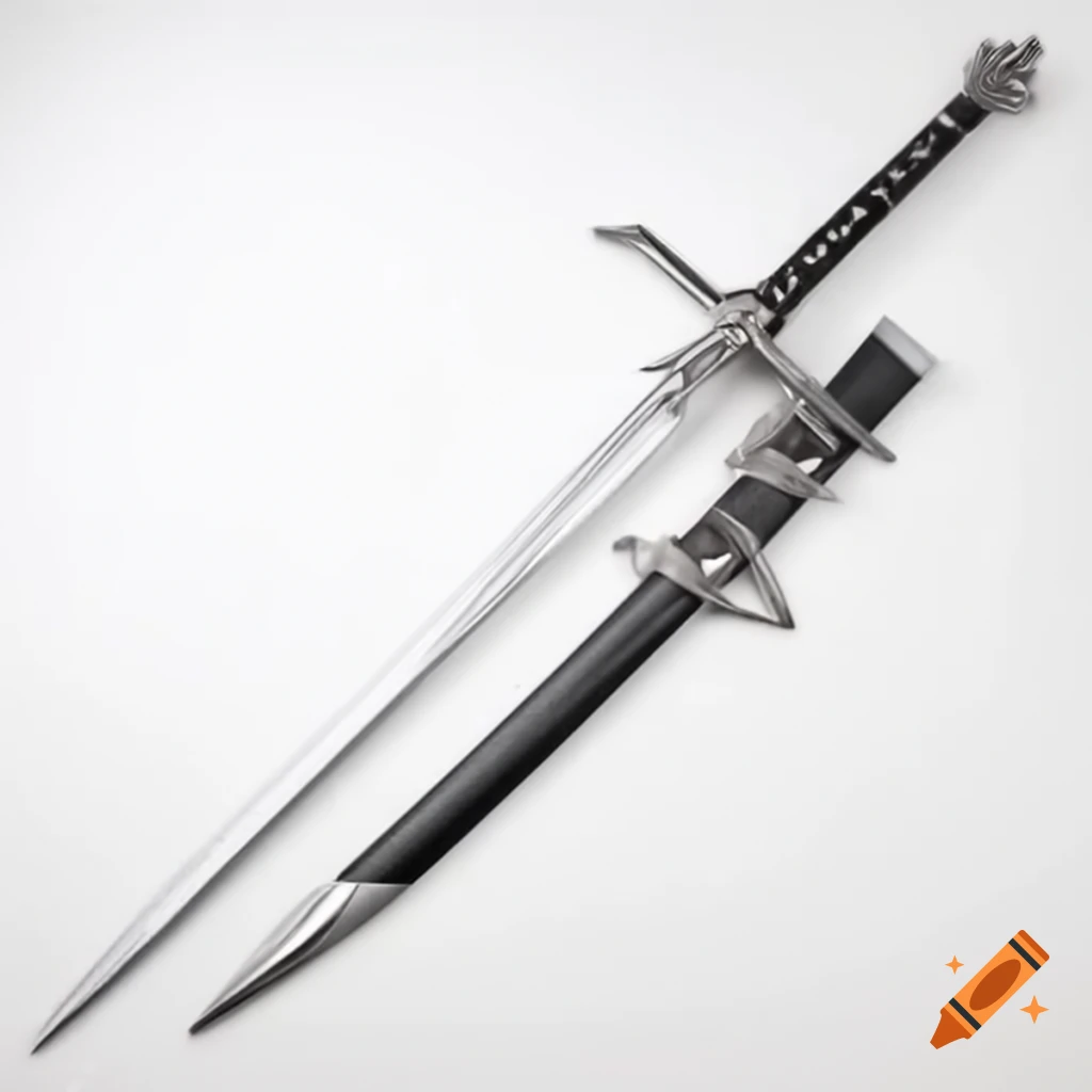 Fantasy broadsword with intricate design featuring teeth and bones on white background on Craiyon