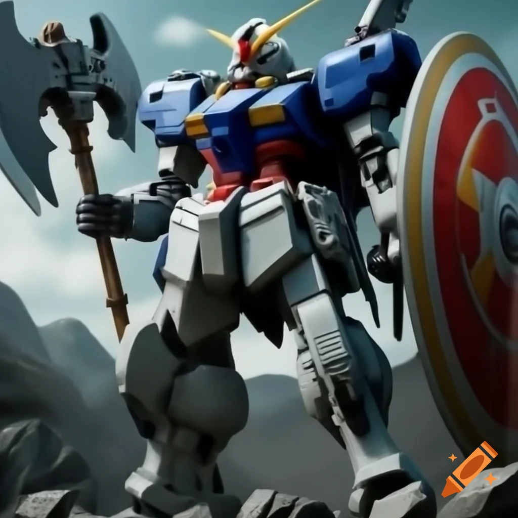 Gundam robot with bazooka hands on Craiyon