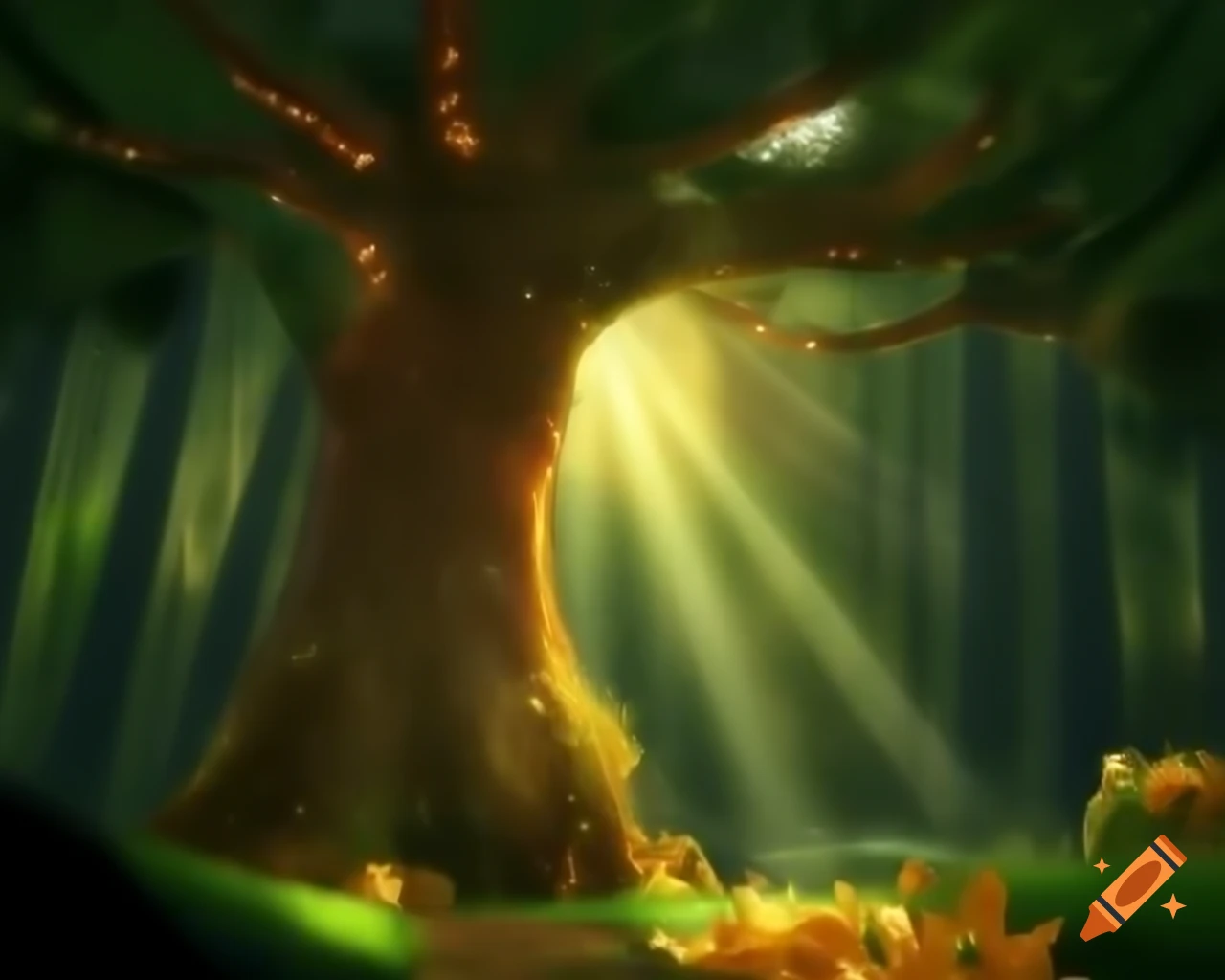 Photorealistic 3D render of a fairy in a tree forest with natural ...