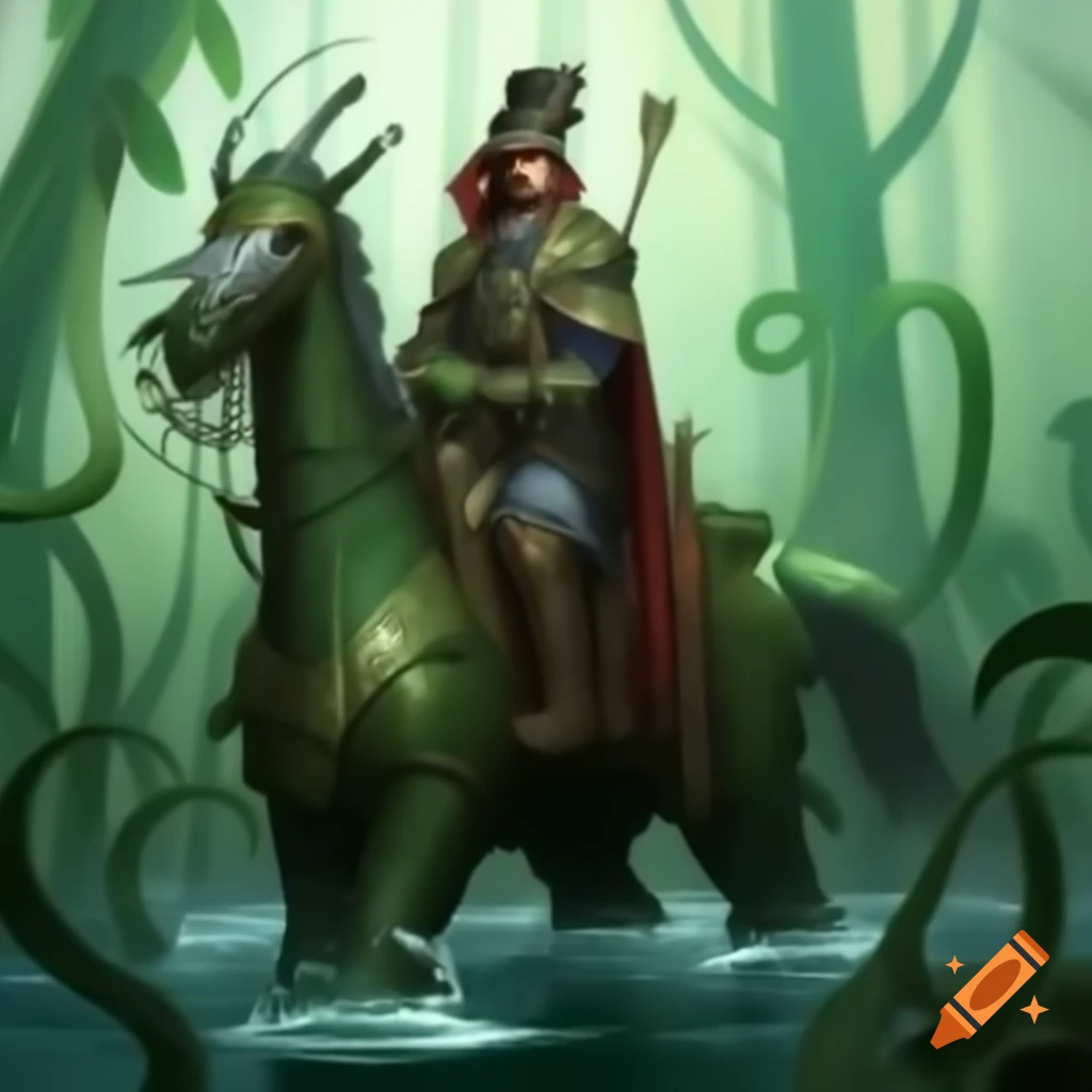 Steampunk prince of Persia riding swampasaurus in anime style on Craiyon
