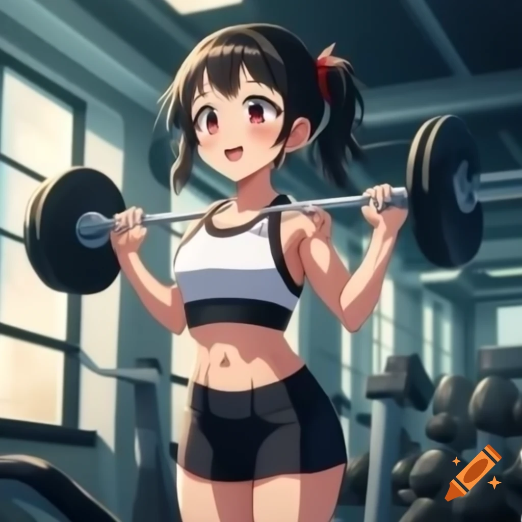 Anime young woman leaning on table and engaging with viewer on Craiyon